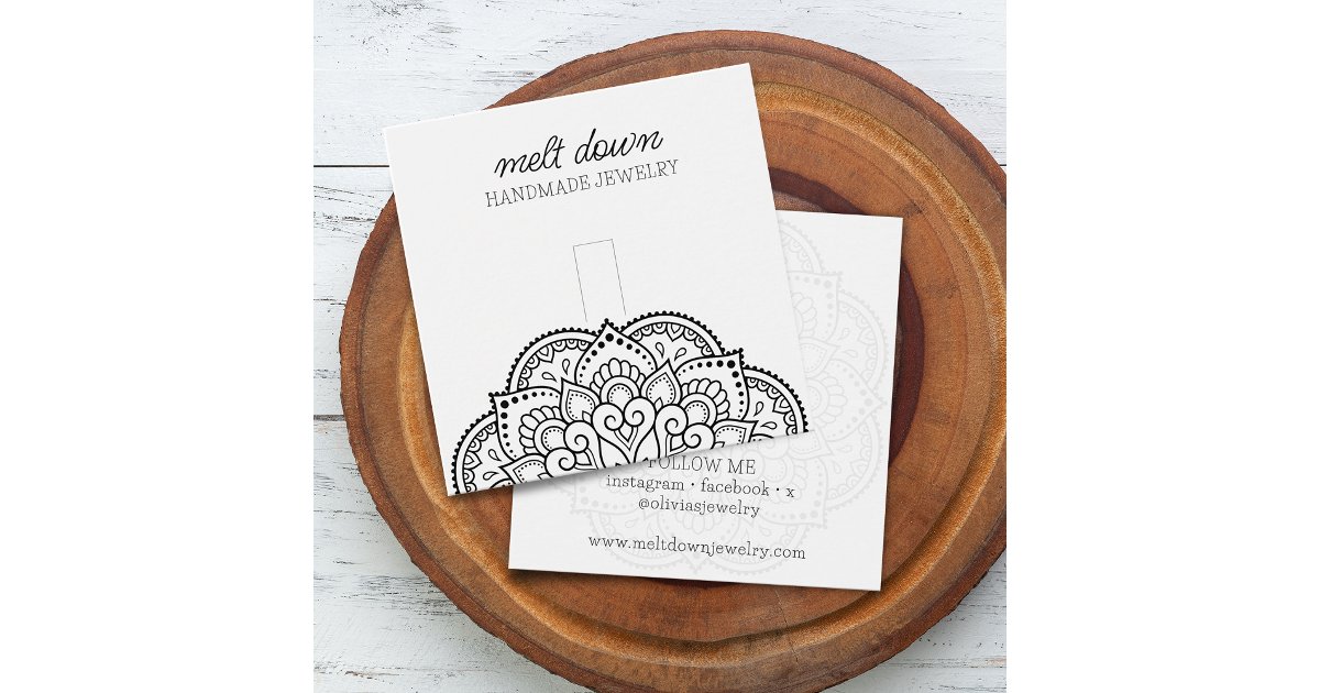 Modern Script Mandala Ring Jewelry Display Card | Zazzle