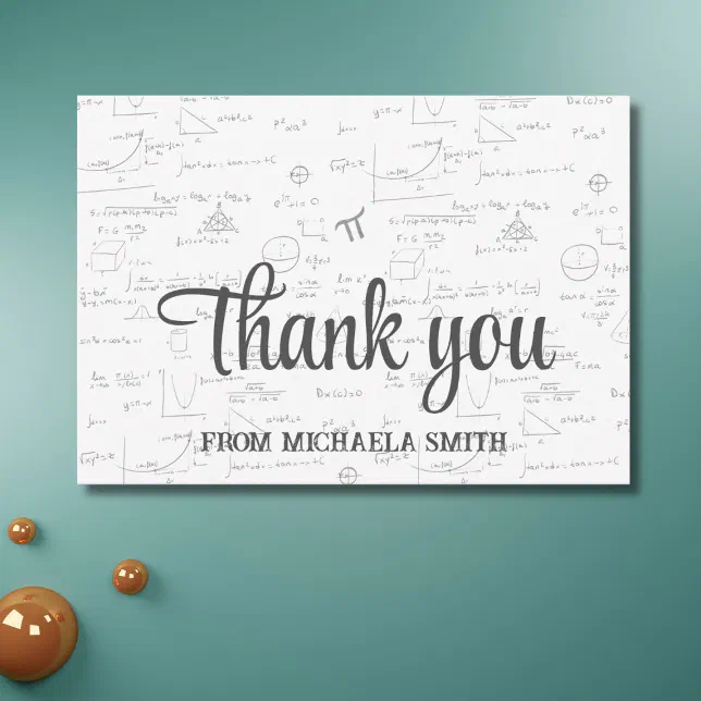 Modern Script Mathematics Formulas Graduation Thank You Card | Zazzle