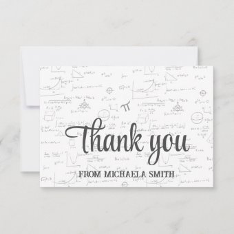 Modern Script Mathematics Formulas Graduation Thank You Card | Zazzle
