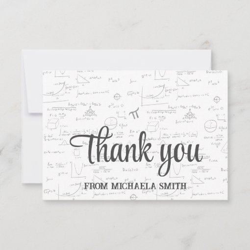 Modern Script Mathematics Formulas Graduation Thank You Card | Zazzle