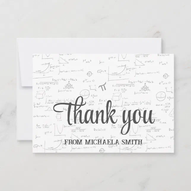 Modern Script Mathematics Formulas Graduation Thank You Card | Zazzle