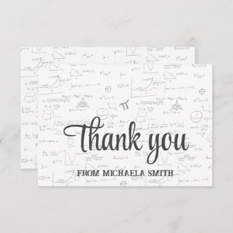 Modern Script Mathematics Formulas Graduation Thank You Card | Zazzle
