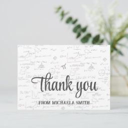 Modern Script Mathematics Formulas Graduation Thank You Card | Zazzle