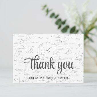 Modern Script Mathematics Formulas Graduation Thank You Card | Zazzle