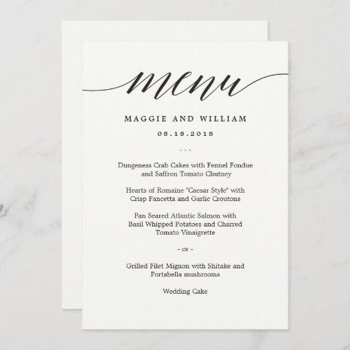 Modern Script Menu Card | Zazzle
