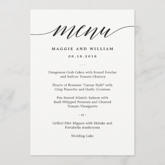 Modern Script Menu Card | Zazzle.com