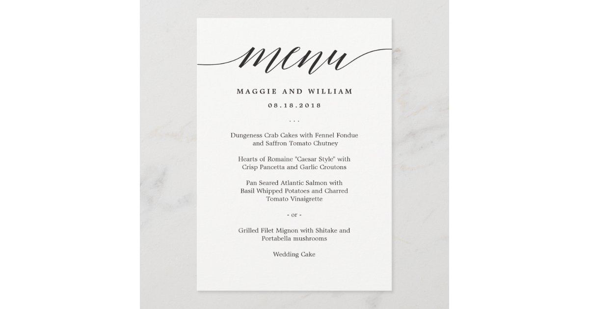 Modern Script Menu Card | Zazzle