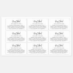 Modern Script Minimalist List of Ingredients Labels | Zazzle