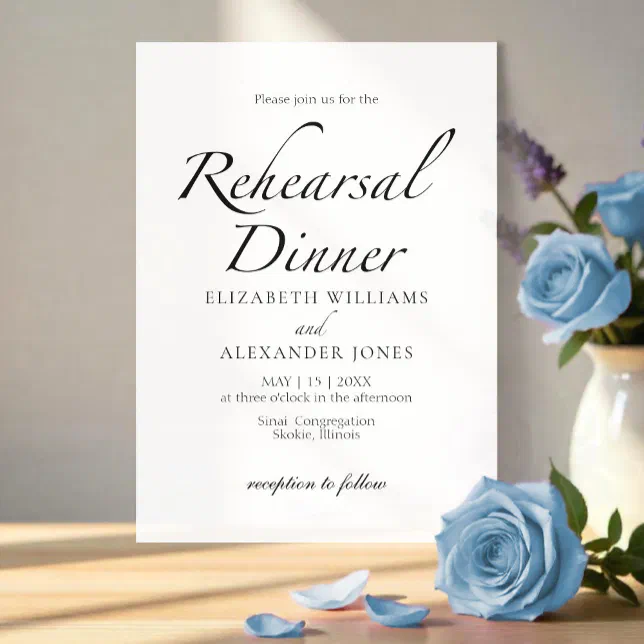 Modern Script Minimalist Rehearsal Dinner Invitation | Zazzle