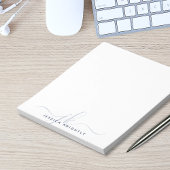 Modern Script Monogram Initials Minimal Navy Blue Notepad | Zazzle