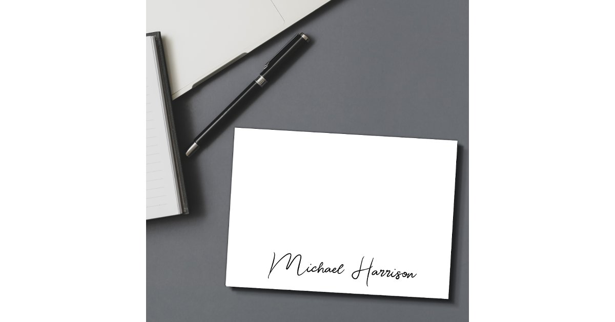 Modern Script Monogram Note Card | Zazzle