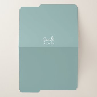 Modern Script Monogram Turquoise Mint Green Name File Folder | Zazzle
