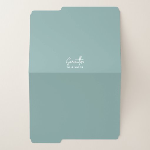 Modern Script Monogram Turquoise Mint Green Name File Folder | Zazzle