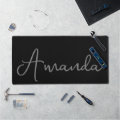 Modern Script Name Black Desk Mat | Zazzle