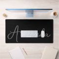 Modern Script Name Black Desk Mat | Zazzle