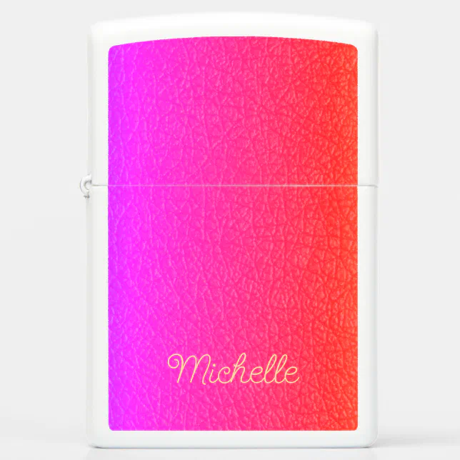 Modern script name personalized hot pink gradient zippo lighter | Zazzle