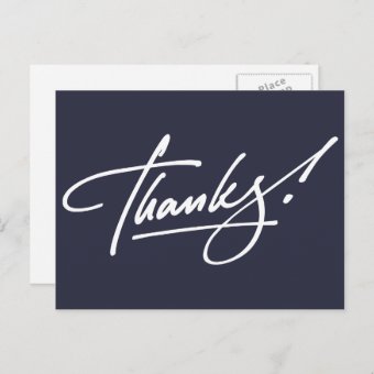 Modern Script Navy Blue Thank You Card | Zazzle
