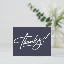 Modern Script Navy Blue Thank You Card | Zazzle