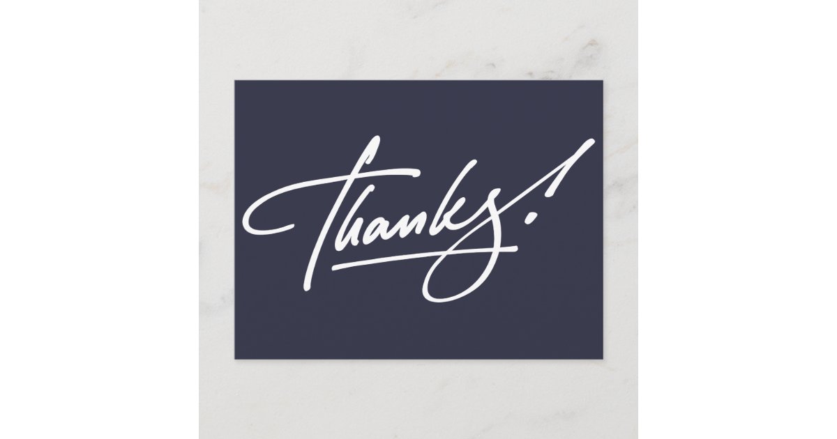 Modern Script Navy Blue Thank You Card | Zazzle