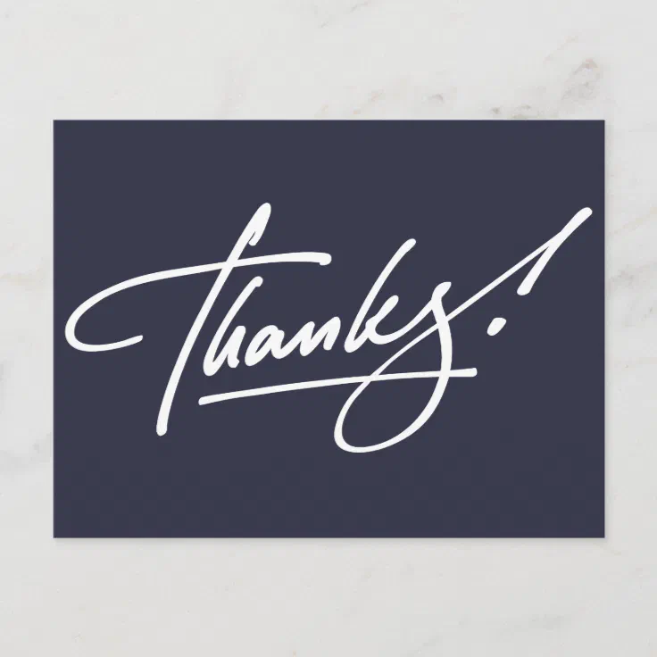 Modern Script Navy Blue Thank You Card | Zazzle
