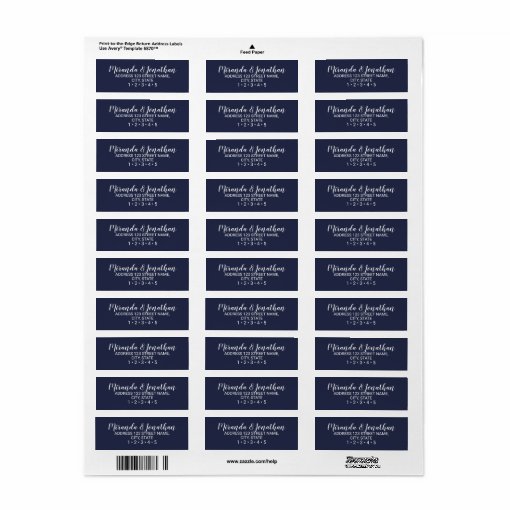 Modern Script Navy Blue Wedding Label | Zazzle