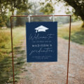 Modern Script Navy Graduation Party Welcome Sign | Zazzle