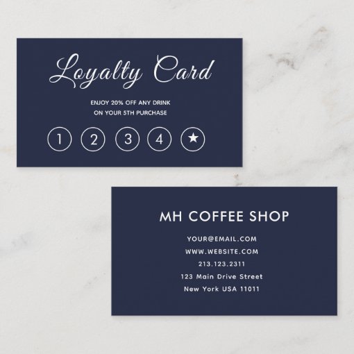Modern Script Navy Simple Loyalty Card | Zazzle