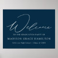 Modern Script Navy Welcome Graduation Party Poster | Zazzle