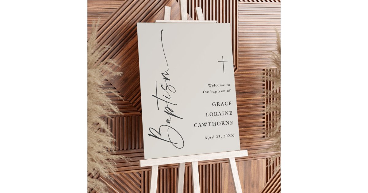 Modern Script Neutral Baptism Welcome Foam Board | Zazzle