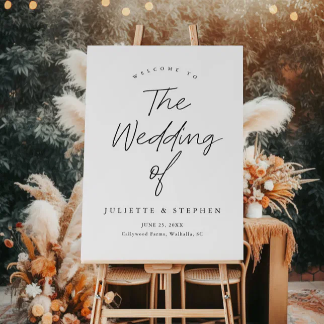 Modern Script Off White Ivory Wedding Welcome Foam Board | Zazzle