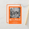 Modern Script Orange Moving Announcement Photo Postcard | Zazzle