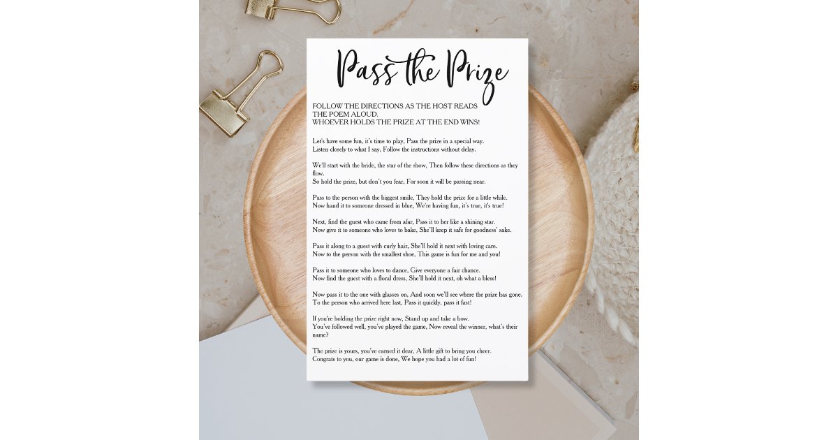 Modern Script Pass the Prize Bridal Shower Game | Zazzle
