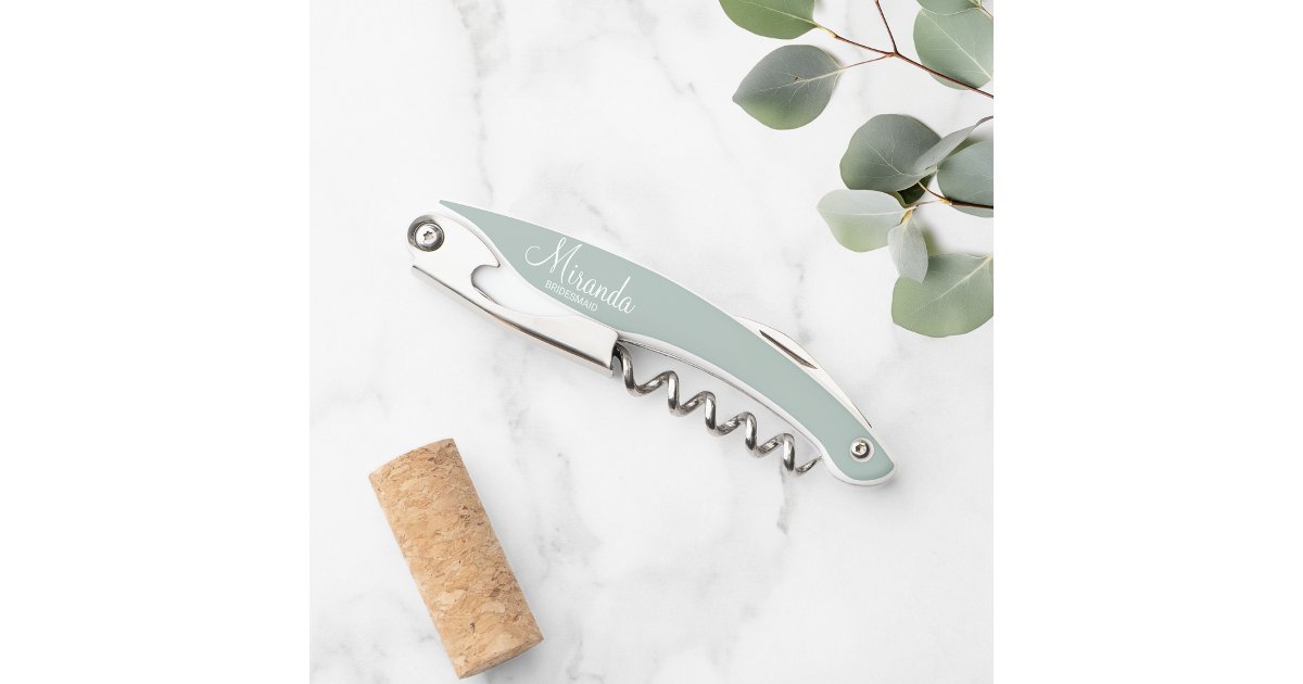 Modern Script Personalized Bridesmaid Waiter's Corkscrew | Zazzle