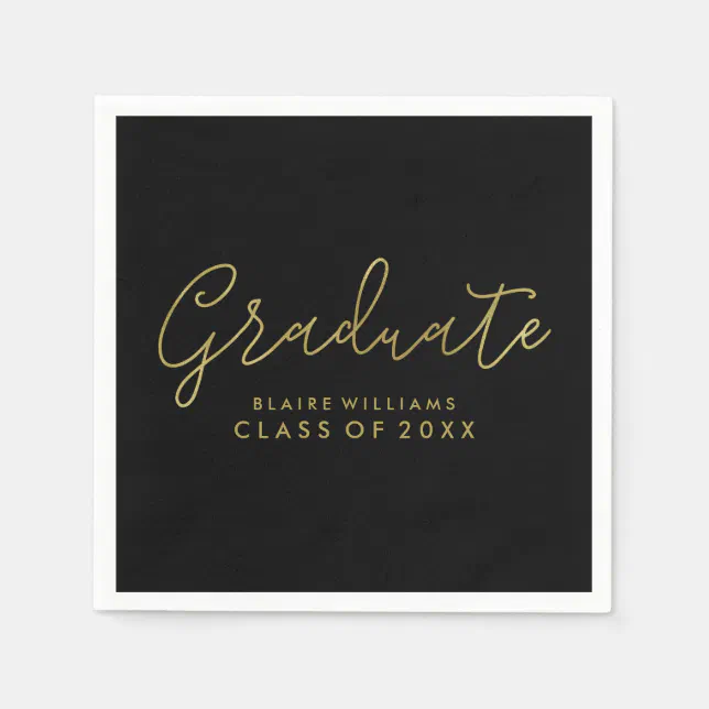 Modern Script Personalized Graduation Napkins | Zazzle