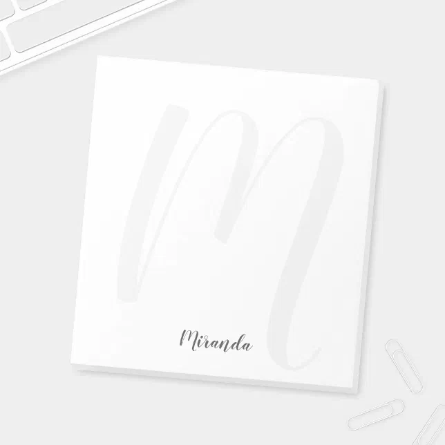 Modern Script Personalized Monogram and Name Notepad | Zazzle