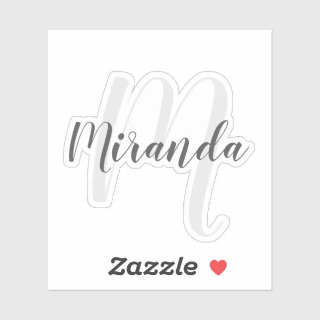 Modern Script Personalized Monogram and Name Sticker | Zazzle