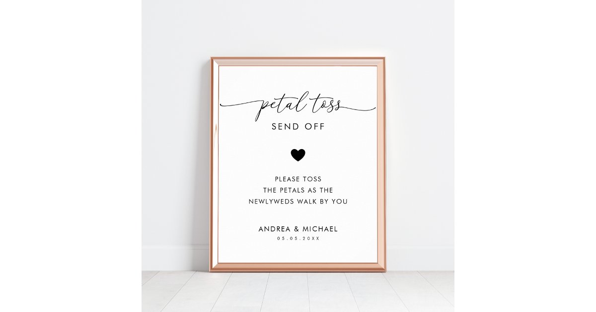 Modern Script Petal Toss Send Off Wedding Sign | Zazzle