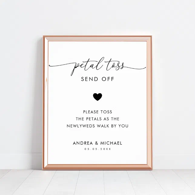 Modern Script Petal Toss Send Off Wedding Sign | Zazzle