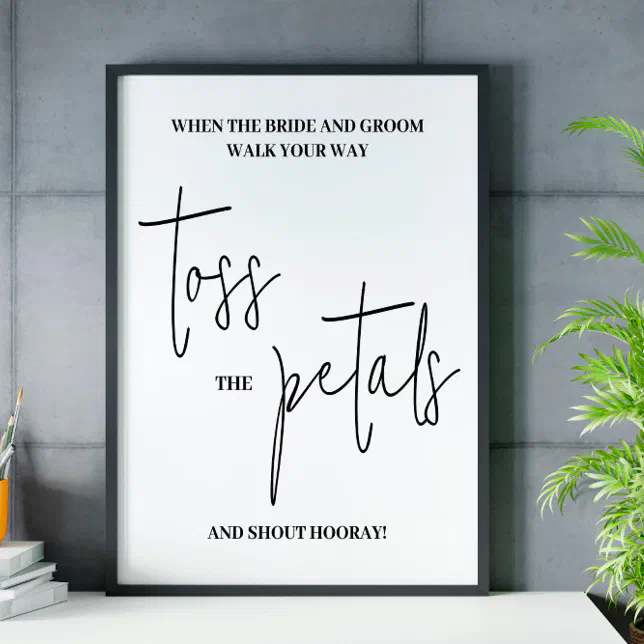 Modern Script Petals wedding sign poster | Zazzle