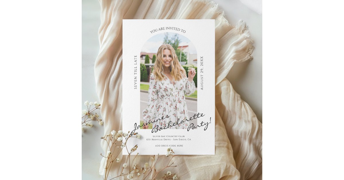 modern script photo bachelorette Invitation | Zazzle