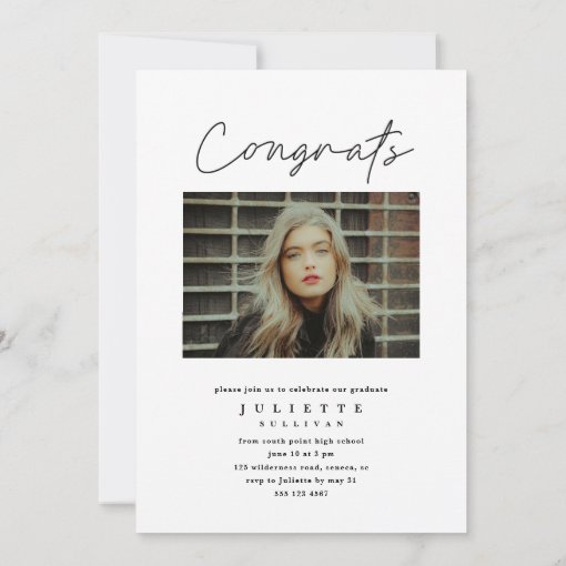 Modern Script Photo Collage Graduation Invitation | Zazzle