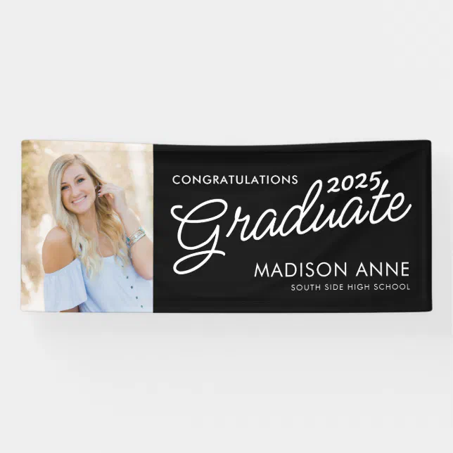 Modern Script Photo Graduation Banner | Zazzle