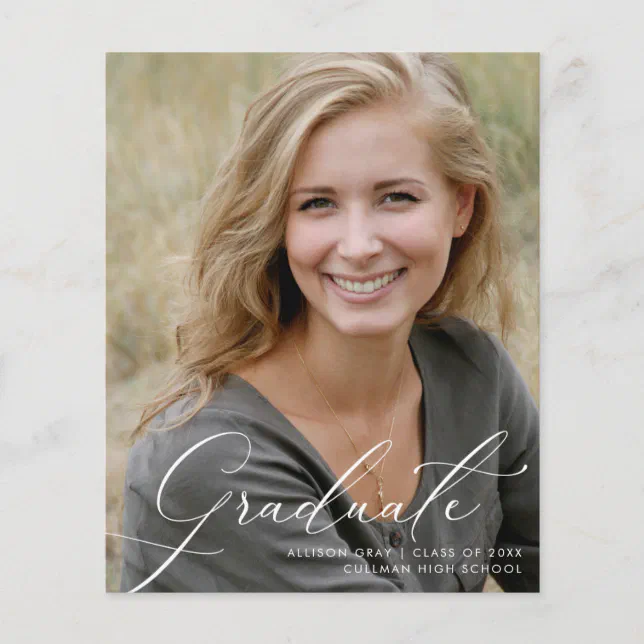 Modern Script Photo Graduation Invitation | Zazzle