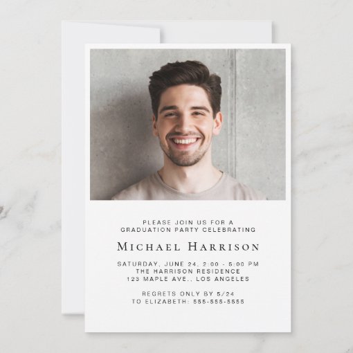 Modern Script Photo Graduation Party Invitation | Zazzle
