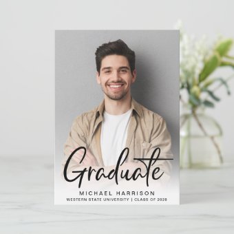 Modern Script Photo Graduation Party Invitation | Zazzle
