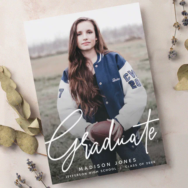 Modern Script Photo Graduation Party Invitation | Zazzle