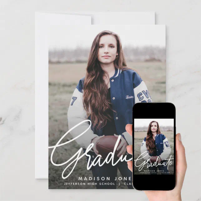 Modern Script Photo Graduation Party Invitation | Zazzle