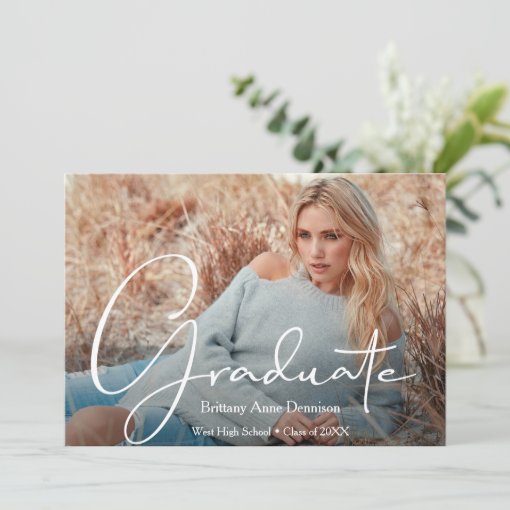 Modern Script Photo Graduation Party Invitations | Zazzle