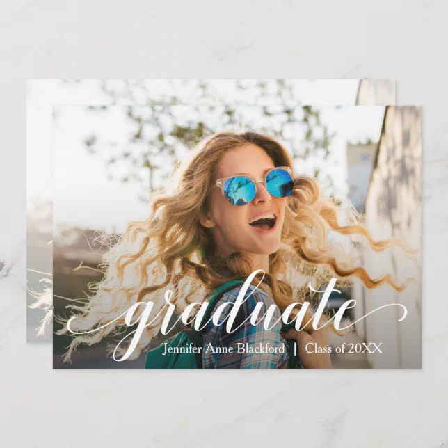 Modern Script Photo Graduation Party Invitations | Zazzle
