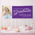Modern Script Photo Graduation Purple Banner | Zazzle